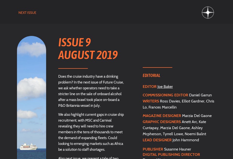 Next issue - Future Cruise | Issue 9 | August 2019